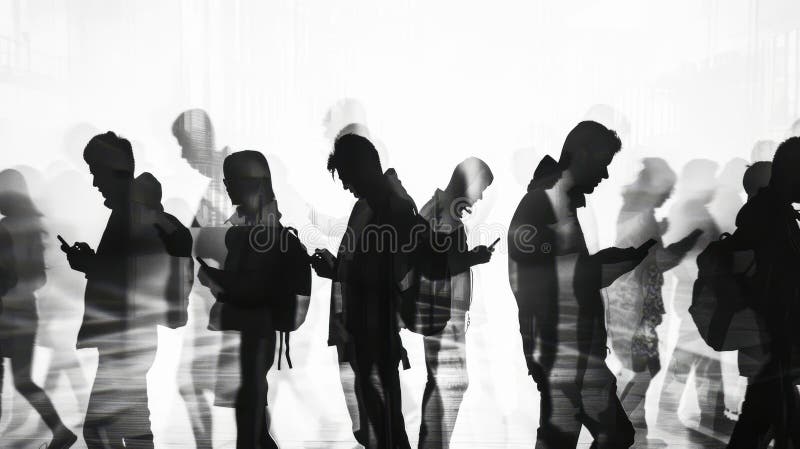 The Silhouette of Tech Users. AI Generated Stock Image - Image of city ...
