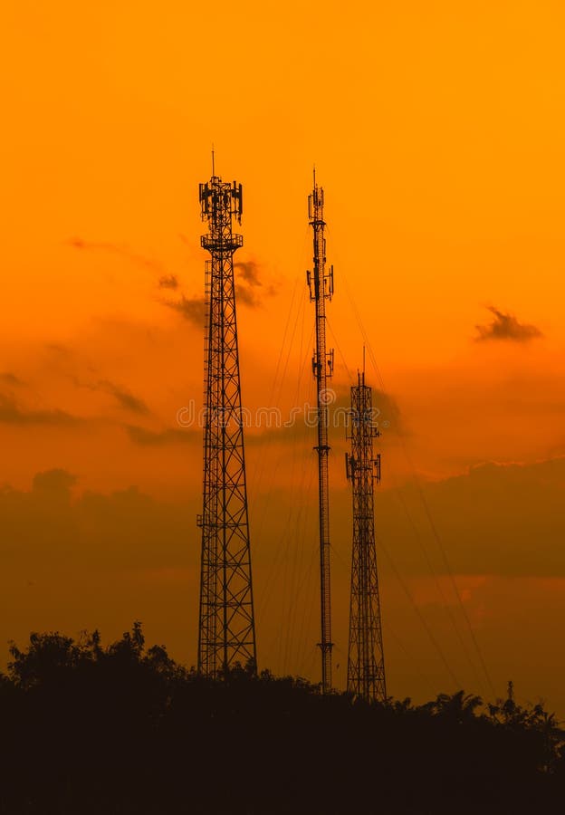 Silhouette Telecommunications Antenna for Mobile Phone Stock Image ...