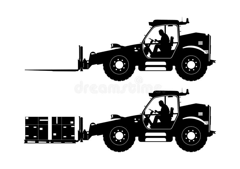 Silhouette of telehandler. stock vector. Illustration of machinery ...