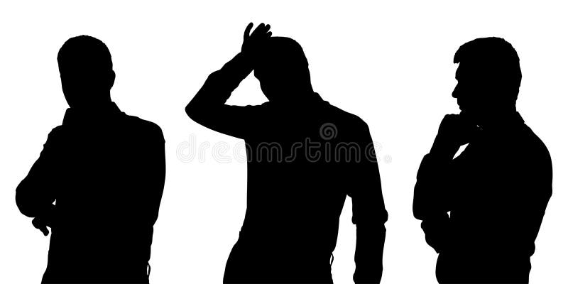 Silhouette of Thoughtful Man, Side View. Set Stock Vector ...