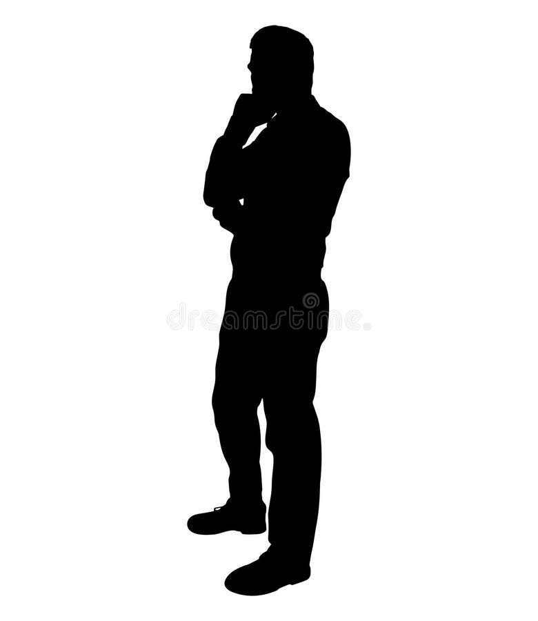 The Silhouette of a Thoughtful Man Standing. Vector Illustration Stock ...