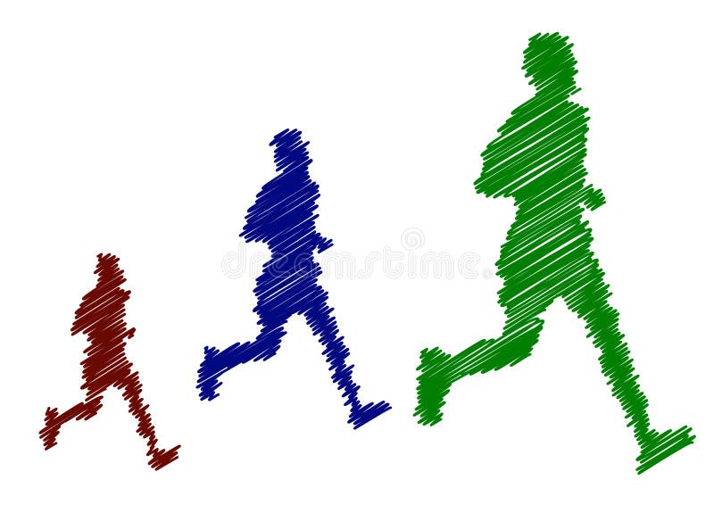 Silhouette of Three Growing Runners Stock Illustration - Illustration ...