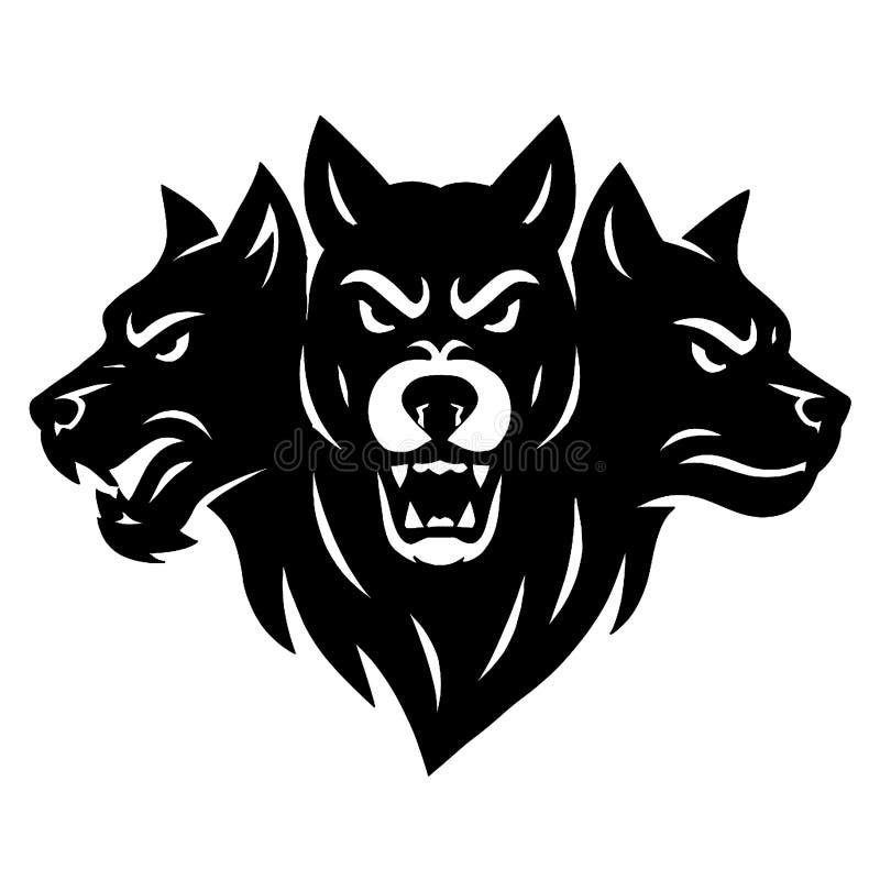 Three-Headed Cerberus Dog Silhouette Stock Illustration - Illustration ...