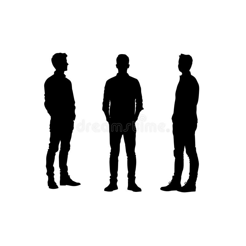 Silhouette of Three Standing Men from Different Angles Stock ...