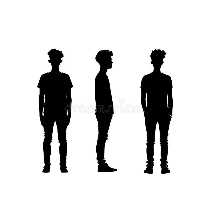 Silhouette of Three Standing Men from Different Angles Stock ...