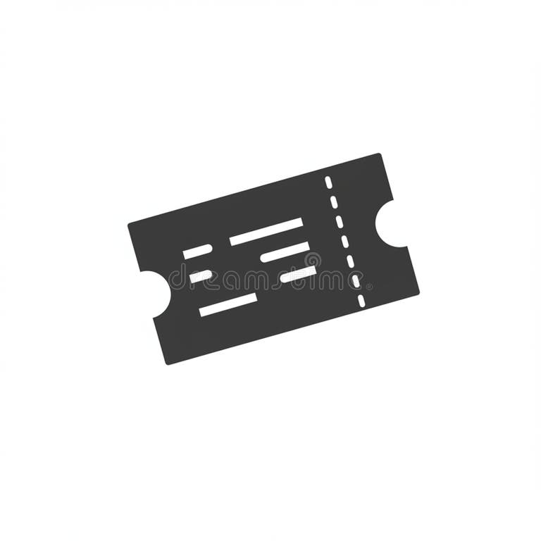 Silhouette of a Ticket Featuring Rounded Corners and a Perforated Edge ...