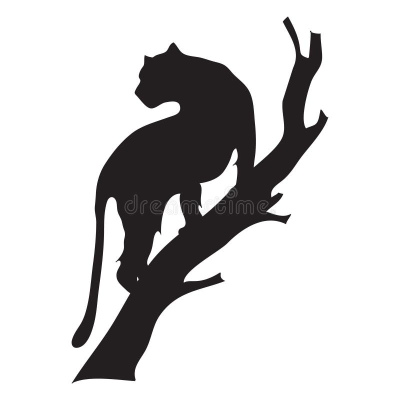Silhouette of Tiger on Tree. Vector Illustration Decorative Design ...