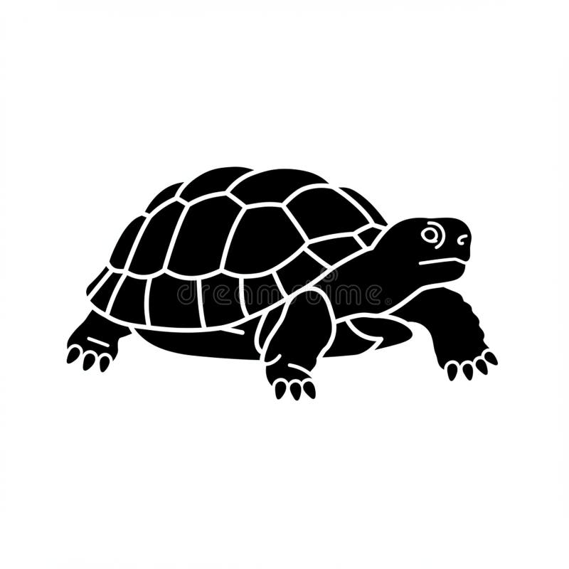 Silhouette of a Tortoise with Distinct Hexagonal Patterns on Its Shell ...