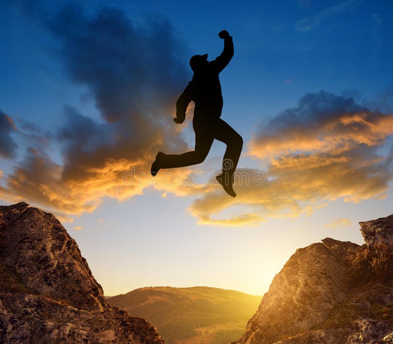 Silhouette Tourist Jumping Over the Gap Stock Image - Image of action ...