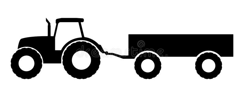 Silhouette of a Tractor with a Trailer. Stock Vector - Illustration of ...