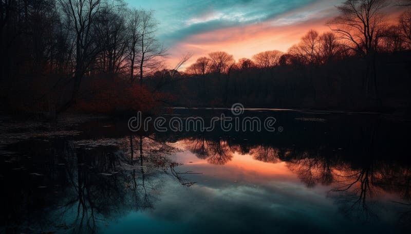 Silhouette of Tree Back Lit by Sunset Generated by AI Stock Photo ...