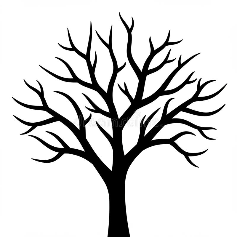 Silhouette of a Tree with Bare Branches Extending Outward, Forming an ...