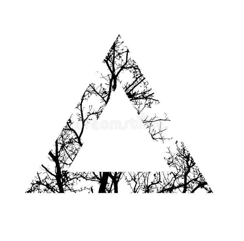 Silhouette of Tree Branch. Tree with Triangle Shape. Tattoo Design ...