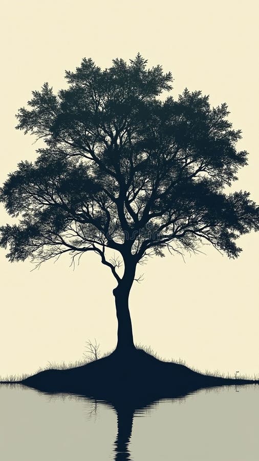Silhouette with Tree Growth Symbolizing Resilience and Stability Stock ...