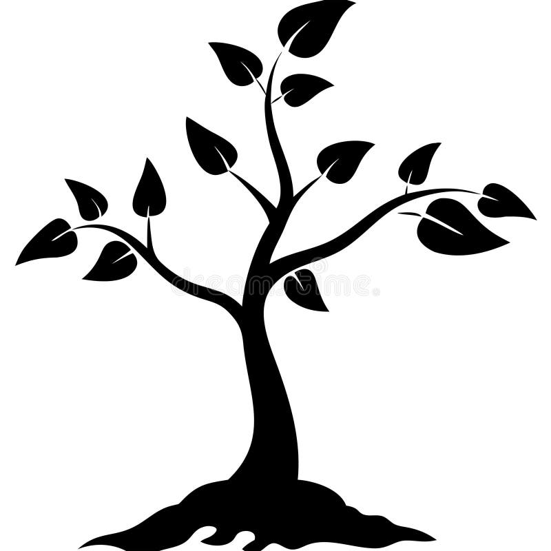 Silhouette Tree with Leaves Vector Graphic for Nature and Environment ...