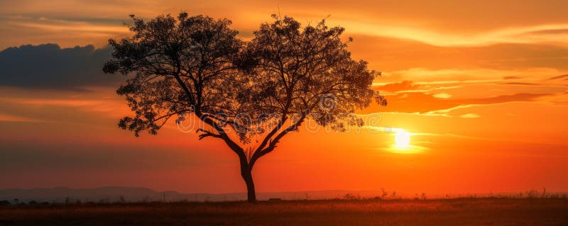 Silhouette of a Tree at Sunset Stock Image - Image of colorful, scenery ...