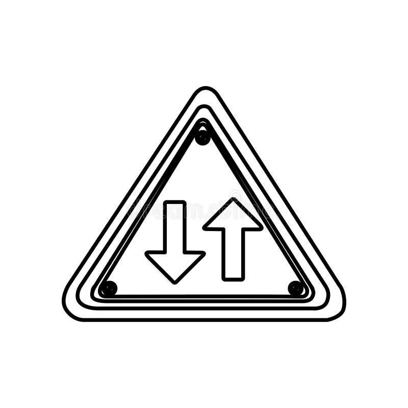 Silhouette Triangle Shape Frame Two Way Traffic Sign Stock Illustration ...