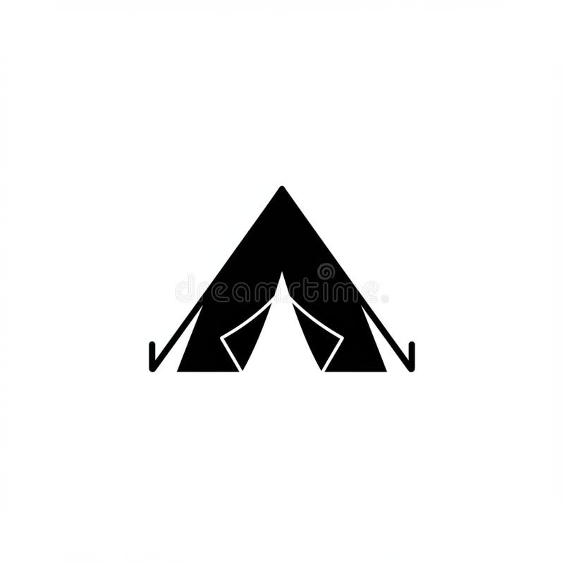 Silhouette of a Triangular Tent Icon Stock Illustration - Illustration ...