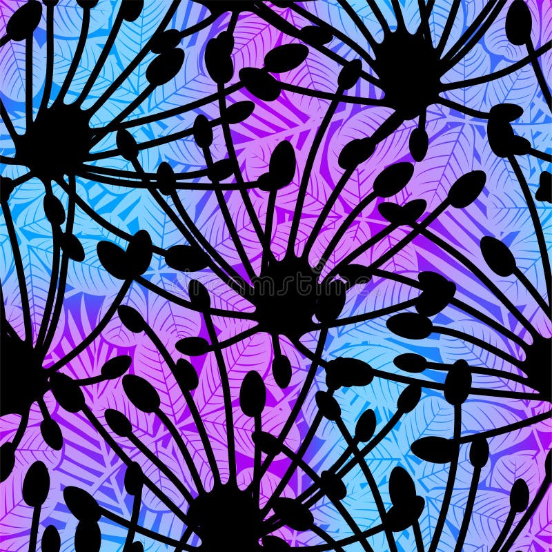 Silhouette Tropical Floral Seamless Pattern Stock Vector - Illustration ...