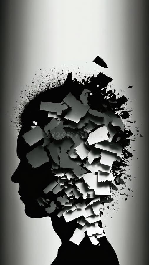 Silhouette of Troubled Human Head. Mental Health Problems Stock ...