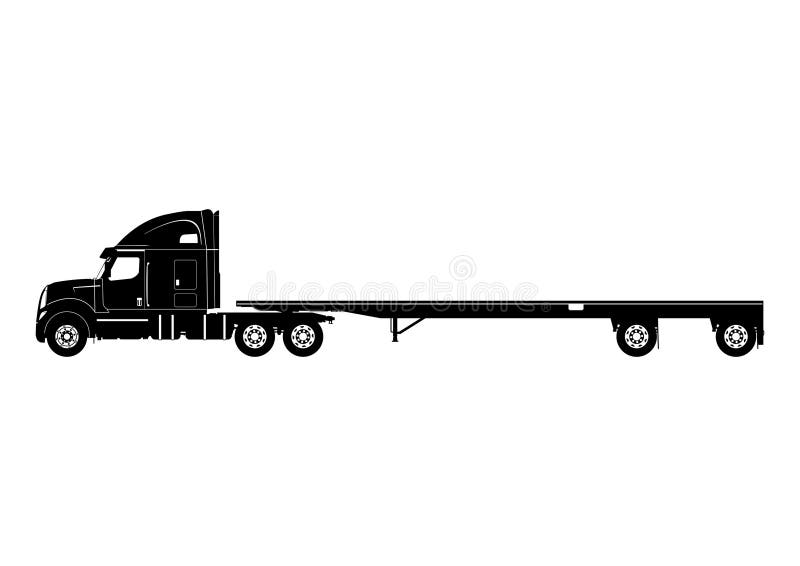 Silhouette of a Truck with a Flatbed Semi Trailer. Stock Vector ...