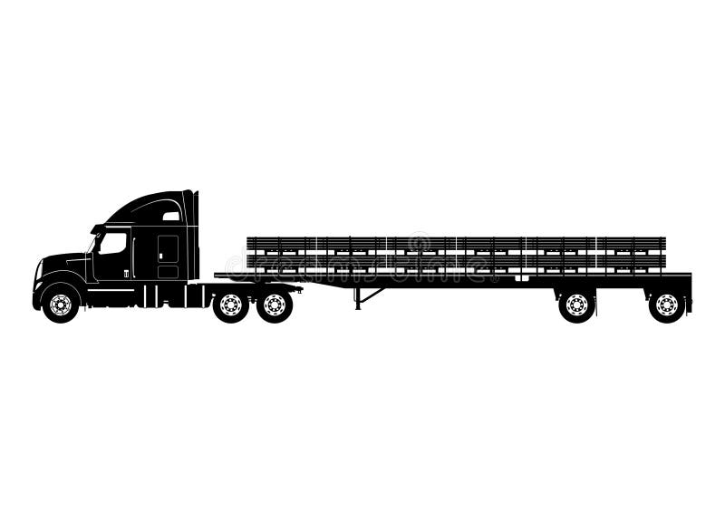 Flatbed Trailer Silhouette Stock Illustrations – 69 Flatbed Trailer ...