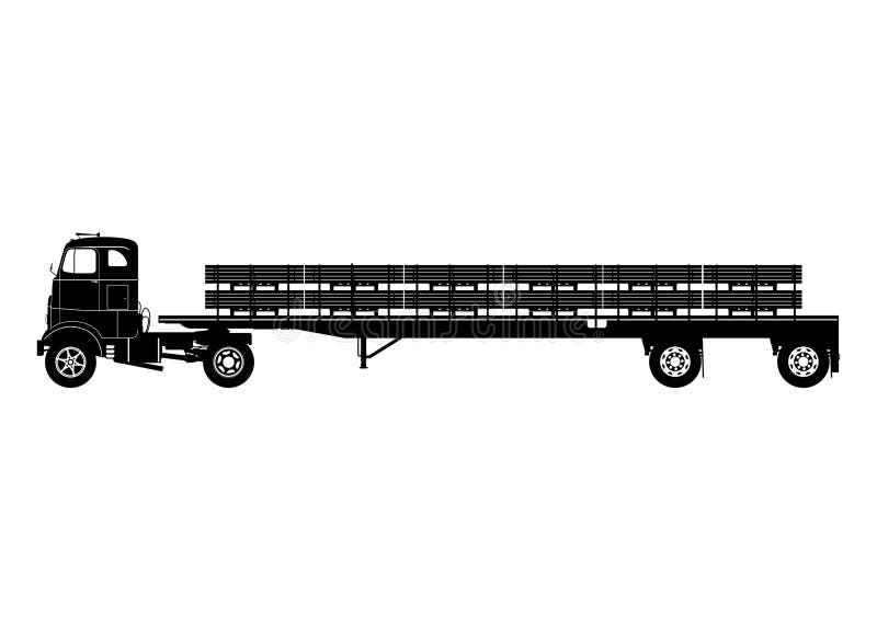 Flatbed Trailer Silhouette Stock Illustrations – 148 Flatbed Trailer ...