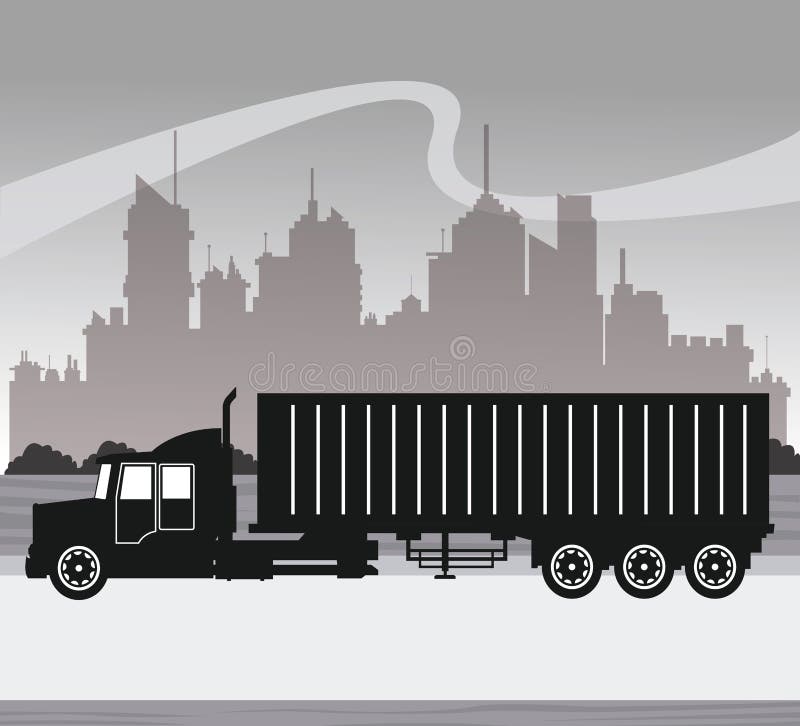 Silhouette Truck Trailer Container Delivery Cargo Transport Stock ...