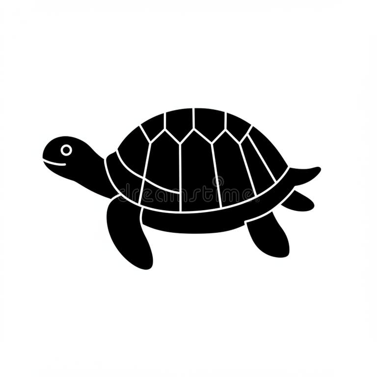 Silhouette of a Turtle with a Distinct Shell Pattern, Featuring ...