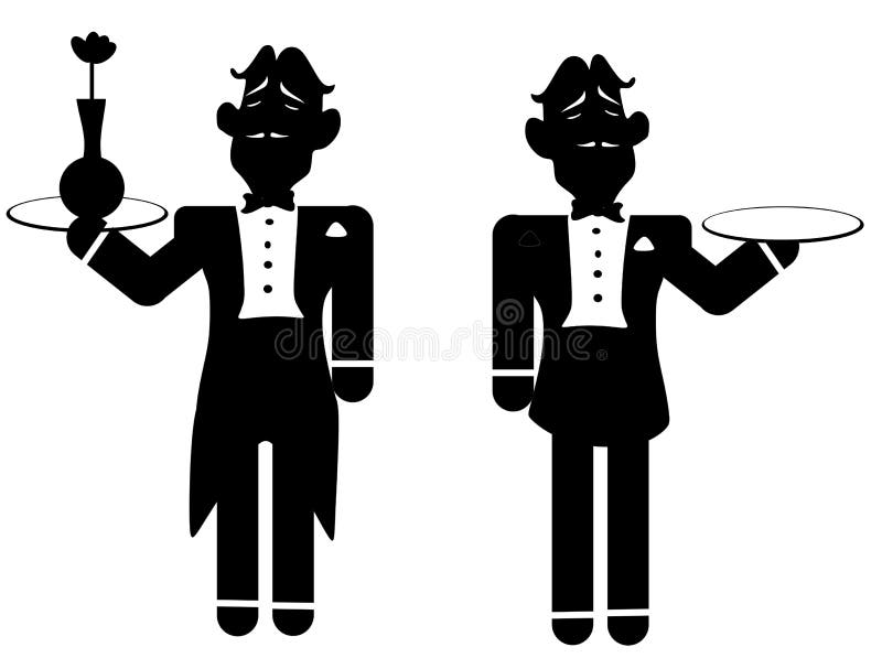 Silhouette of two butlers. stock vector. Illustration of close - 24720157