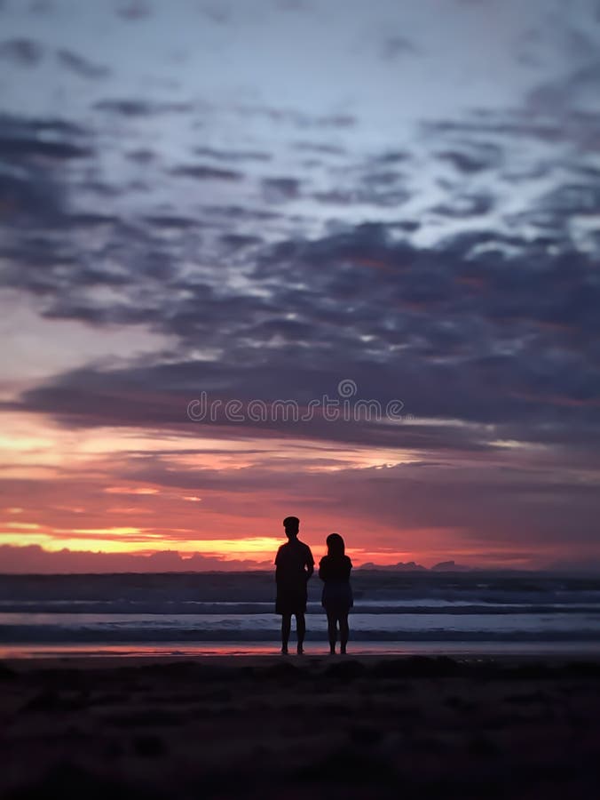 Silhouette of Two Couples Who are Spending Their Time Watching the ...