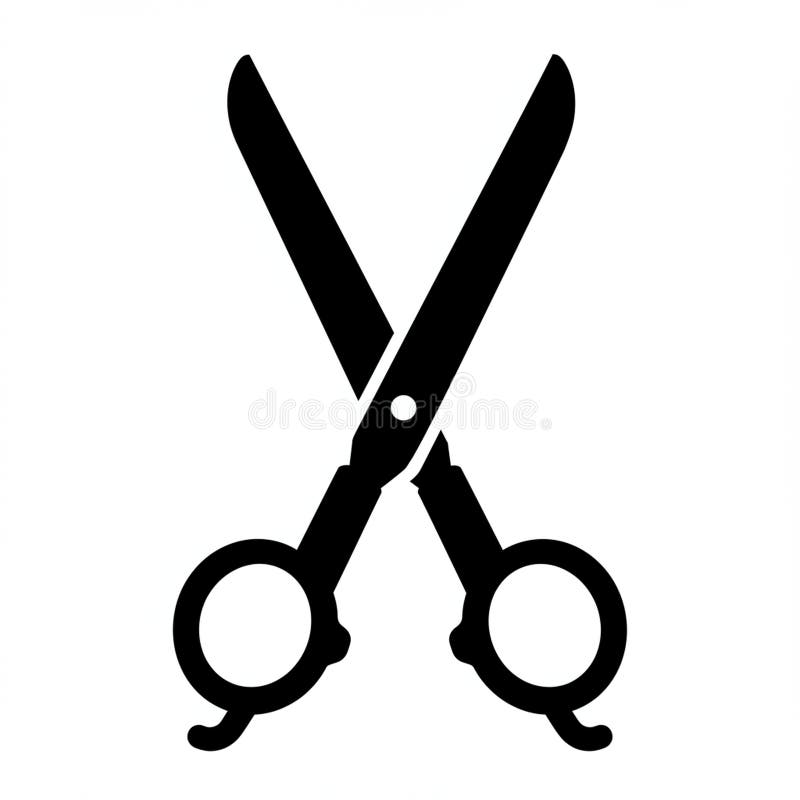 Silhouette of Two Crossed Scissors with Rounded Handles, Featuring Long ...