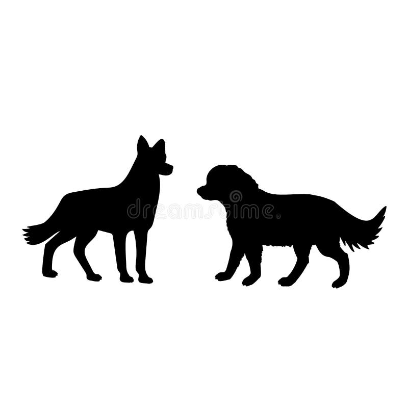 Silhouette of Two Dogs. Family of Dogs Stock Vector - Illustration of ...