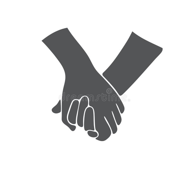 Silhouette of Two Hands Holding in Unity and Connection Stock Vector ...