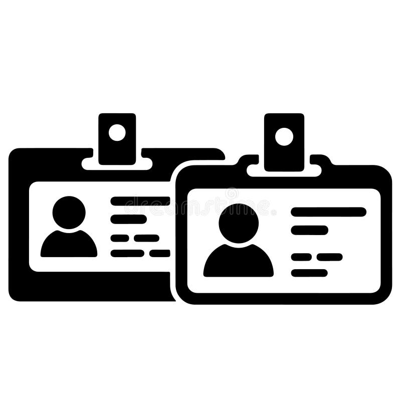 Silhouette of Two Identification Badges Featuring Abstract Human Icons ...