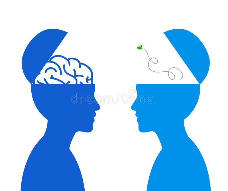 A Silhouette of Two Man. One with the Brain, Other with a Fly Stock ...