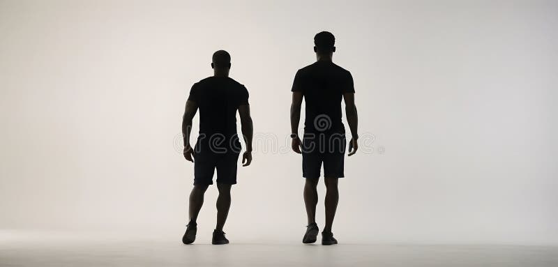 Silhouette of Two Man Running, Full Body Illustration Stock ...