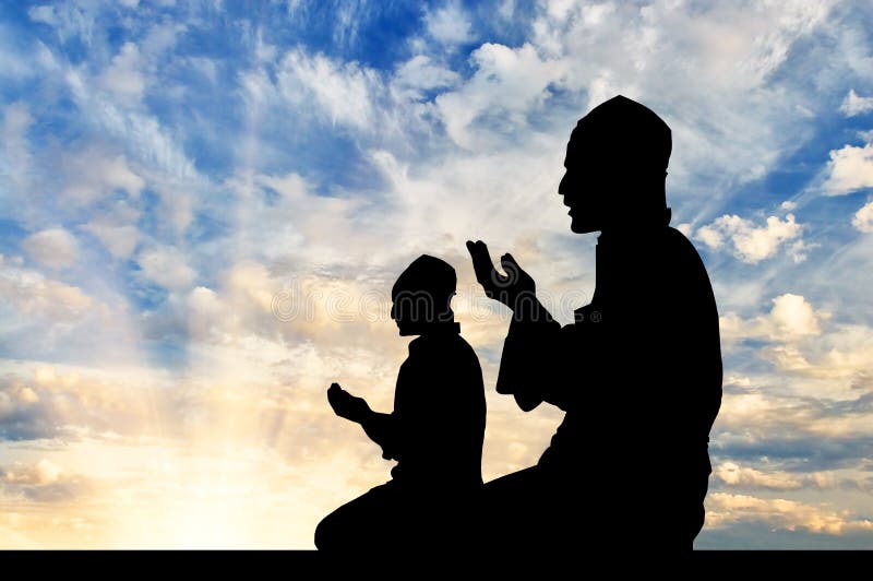 Silhouette of Two Men Praying Stock Photo - Image of islamic, hope ...