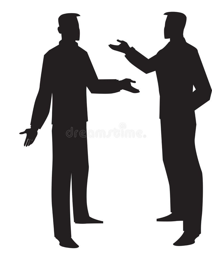 Silhouette of Two Men Talking, Illustration Stock Vector - Illustration ...