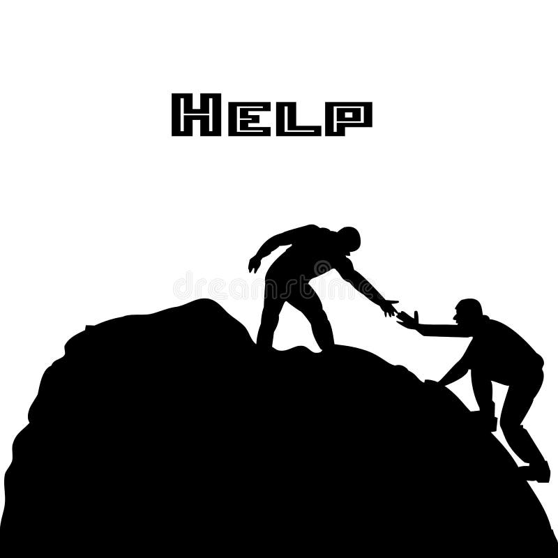 Silhouette of Two People Metaphor Help, Support, Friendship, O Stock ...