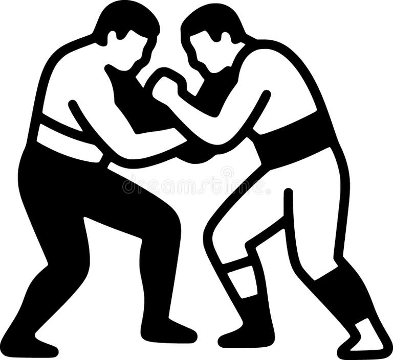 Silhouette of Two People Wrestling, Dynamic Flat Vector Stock Vector ...