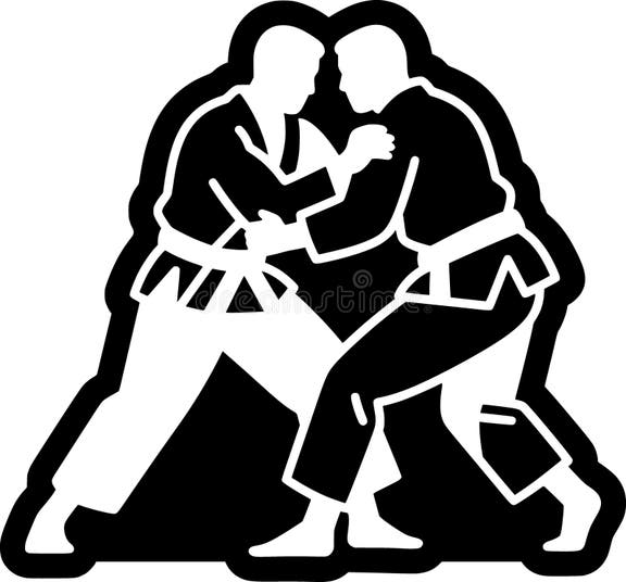 Silhouette of Two People Wrestling, Dynamic Flat Vector Stock Vector ...