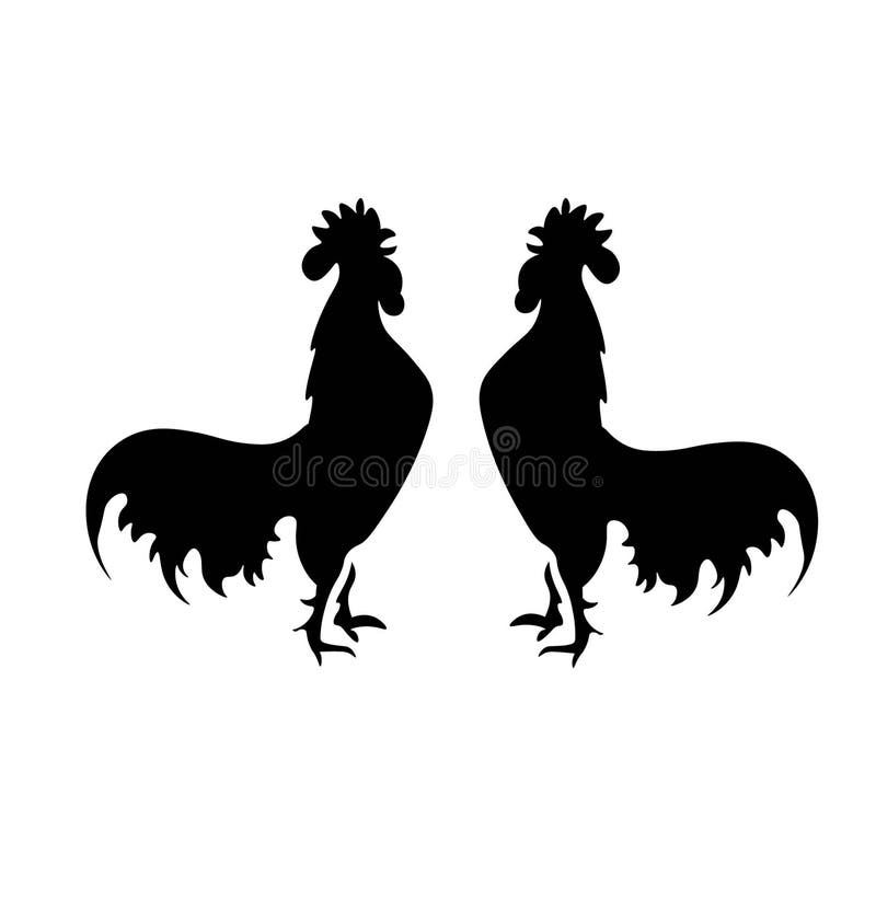 Silhouette of two roosters stock vector. Illustration of roosters ...