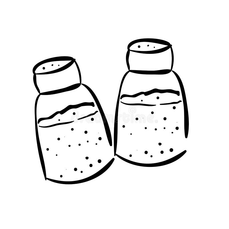 Silhouette Salt and Pepper Shakers. Outline Icon of Pair of Spice Jar ...