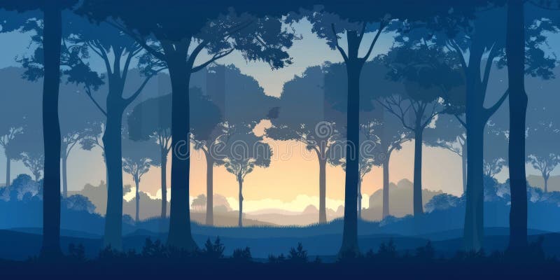 Silhouette Type Forest Line Having Several Horizon Layers in ...