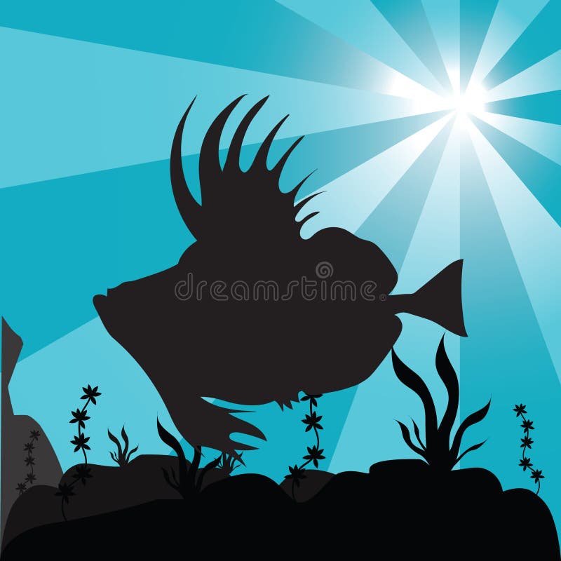Silhouette of Underwater Fish. Vector Illustration Decorative Design ...