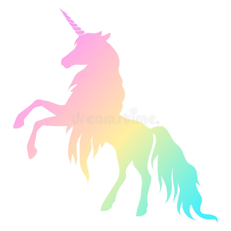 Silhouette of Rainbow Flying Unicorn with Glitter. Stock Vector ...