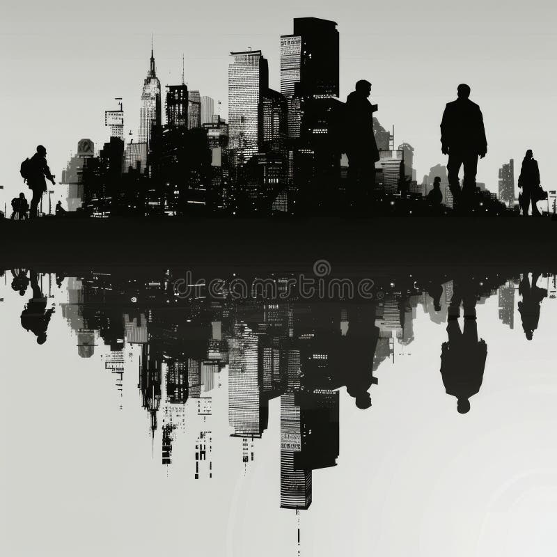 Silhouette of Urban Scenes on a Modern, Clean Background. Stock ...