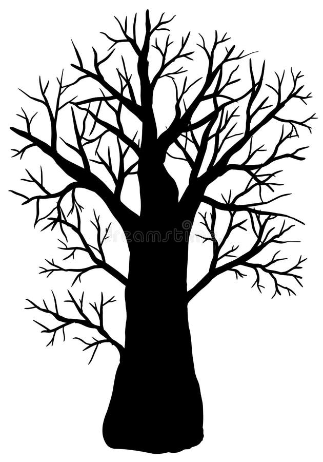 Silhouette Van Kale Boom Op Witte Achtergrond Vector Illustratie ...