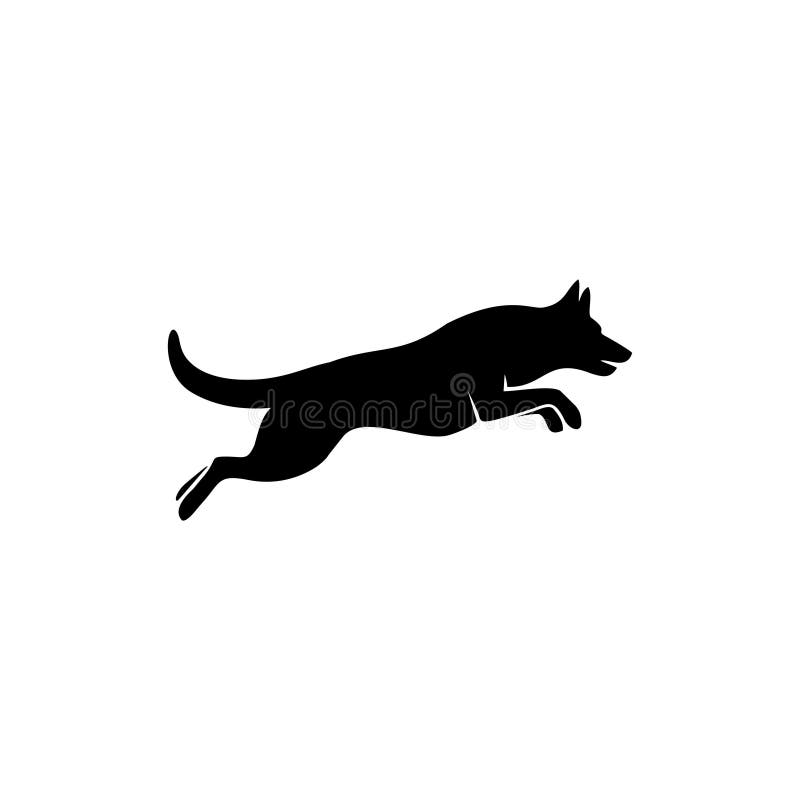 Silhouette Vector of a Black and White Jumping Dog Stock Vector ...